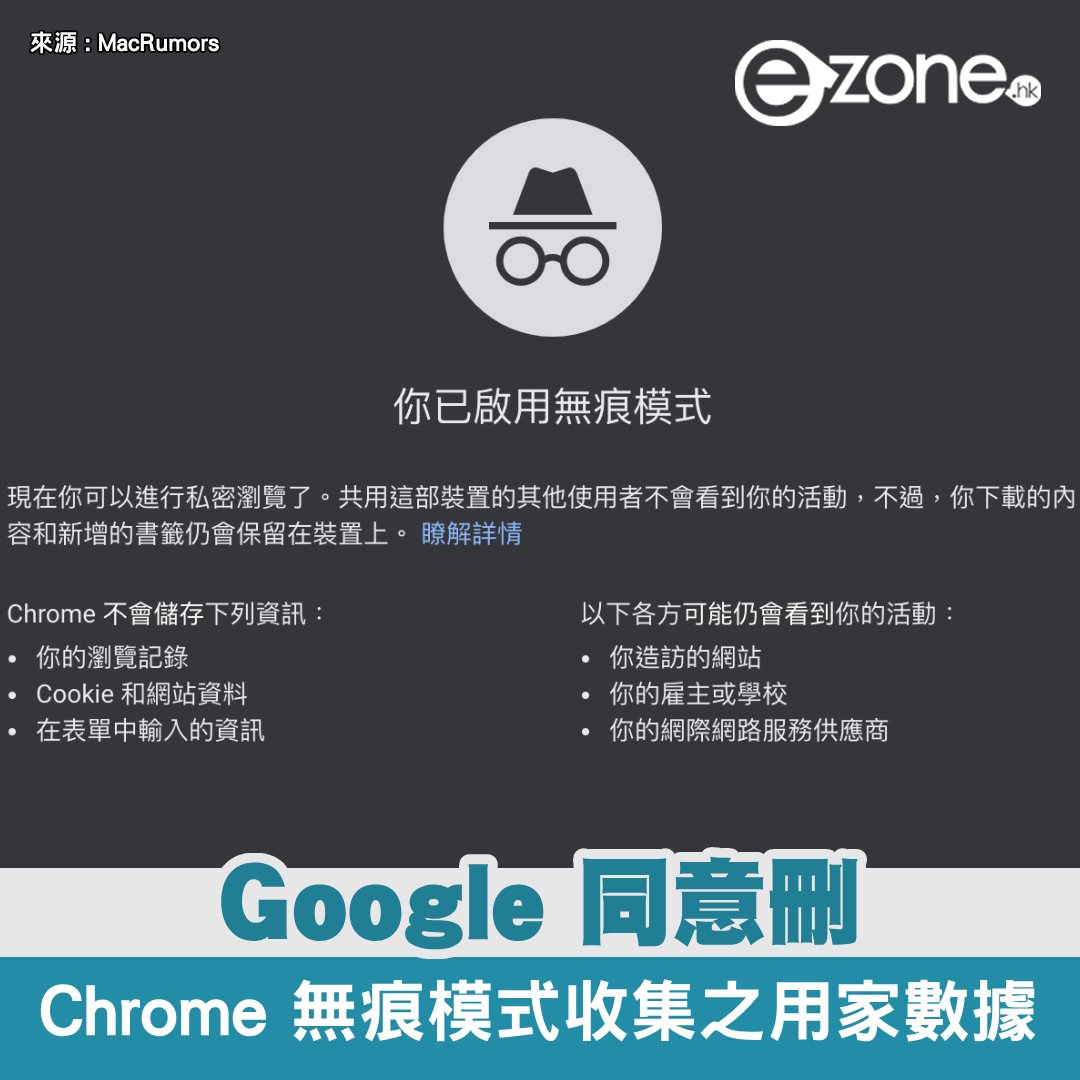 Google Chrome 無痕模式集體訴訟已完？ 同意刪除從中收集之用家數據 | ezone