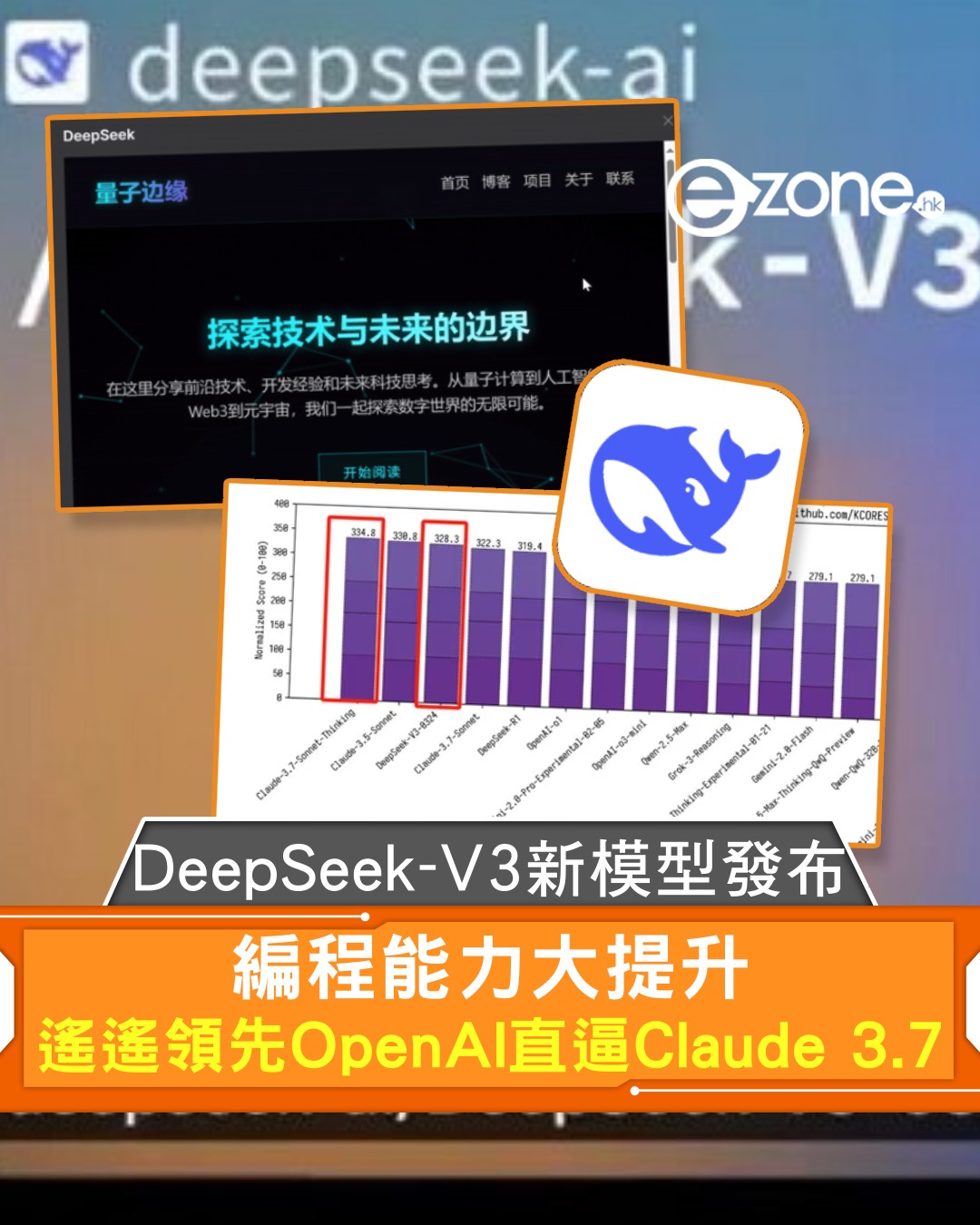DeepSeek｜DeepSeek-V3新模型發布 編程能力大提升 遙遙領先OpenAI直逼Claude 3.7 | ezone