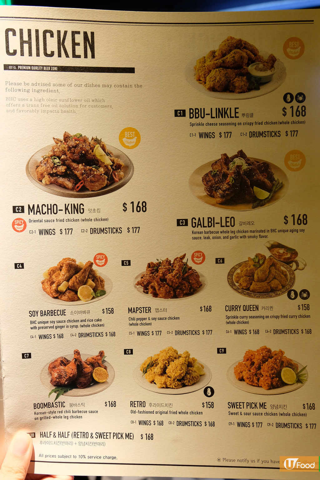 【旺角美食】韓國人氣炸雞BHC香港首間分店 旺角食招牌芝士炸雞 | U Food