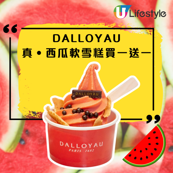 DALLOYAU真西瓜軟雪糕及特濃朱古力買一送一優惠／指定分店限定！ | U Food
