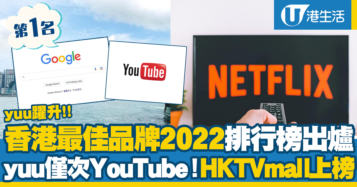 香港最佳品牌2022排行榜出爐！yuu僅次Google/YouTube、HKTVmall/Uniqlo上榜 | UHK 港生活