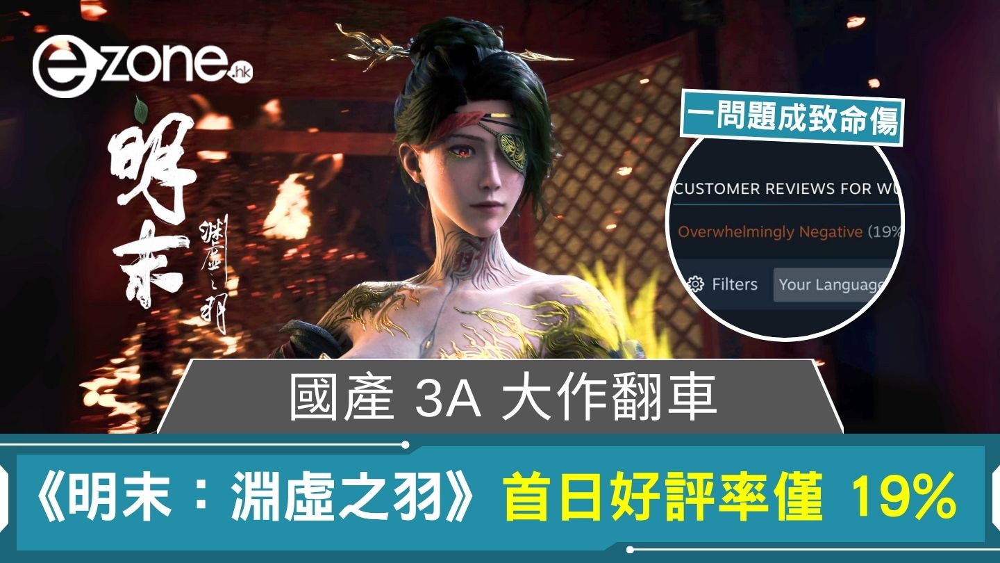 國產 3A 大作翻車 《明末：淵虛之羽》首日好評率僅 19% 一問題成致命傷 | ezone