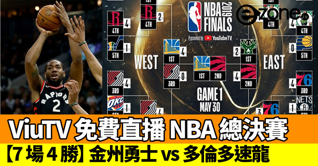 【免費睇 NBA】ViuTV 免費直播 NBA 總決賽！金州勇士 vs 多倫多速龍 2019 爭冠 | ezone