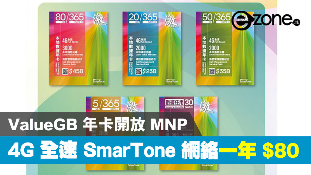 ValueGB 年卡開放 MNP 攜號上台！全包價＄80 一年用 4G 全速 SmarTone 網絡 | ezone