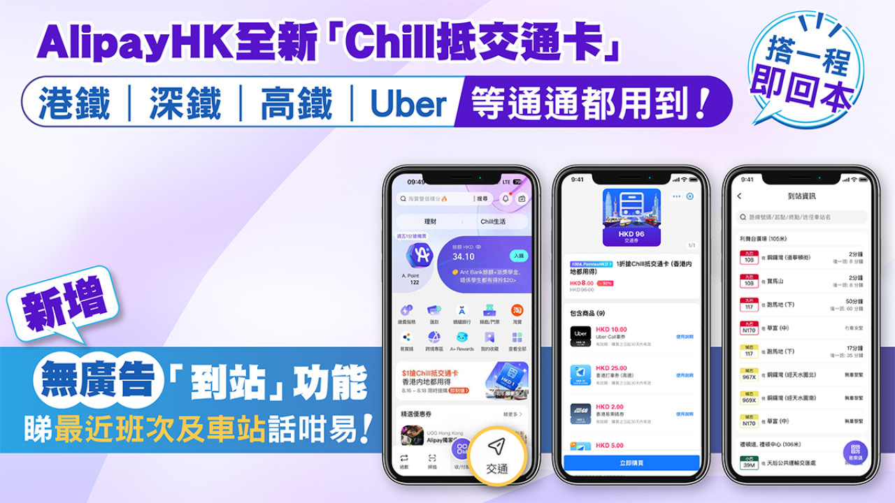 【附攻略】搭一程即回本！AlipayHK「Chill抵交通卡」更可無限次回購 | UHK 港生活